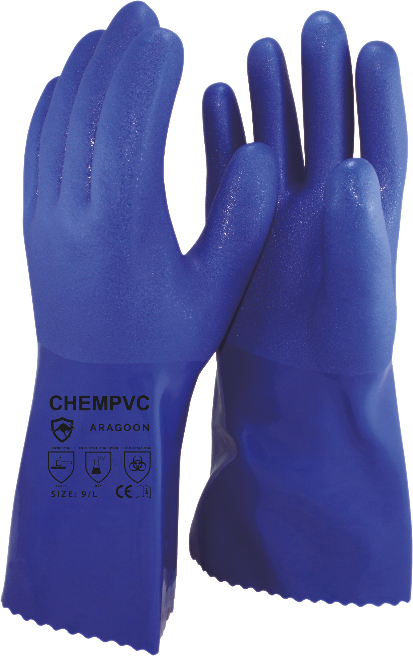 Durable Chemical Resistant PVC Gloves - Triple Dipped.